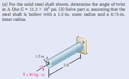 Solved (a) For the solid steel shaft shown, determine the | Chegg.com