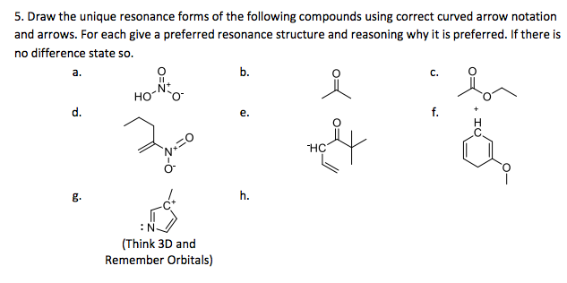Solved Draw the unique resonance forms of the following | Chegg.com
