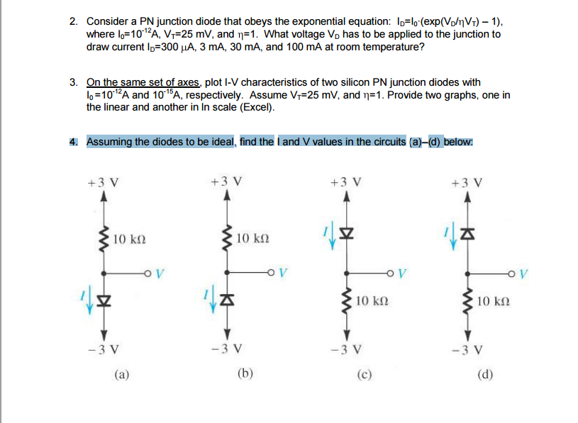 Consider a PN junction diode that obeys the | Chegg.com