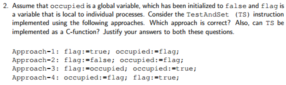 Solved Assume that occupied is a global variable, which has | Chegg.com