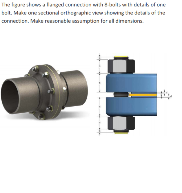 Solved Figure illustrate a flanged connection with 8‐bolts | Chegg.com