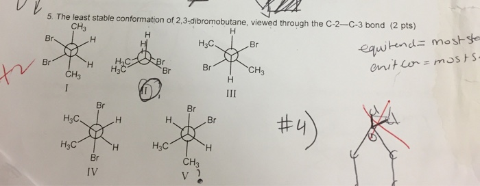 Solved The least stable conformation of 2, 3-dibromobutane, | Chegg.com