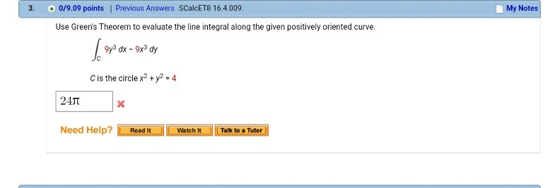 Solved 3. 0/9.09 points | Previous Answers SCalcET8 16.4.009 | Chegg.com