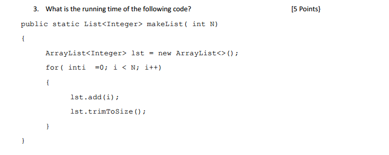Solved What is the running time of the following code? | Chegg.com