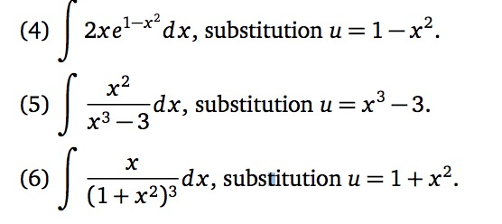 Solved (4)2xel-*dx, substitution u-1-x2 dx, substitution u | Chegg.com