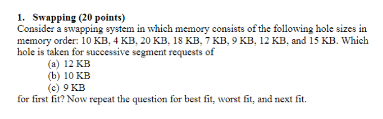 Solved 1. Swapping (20 points) Consider a swapping system in | Chegg.com
