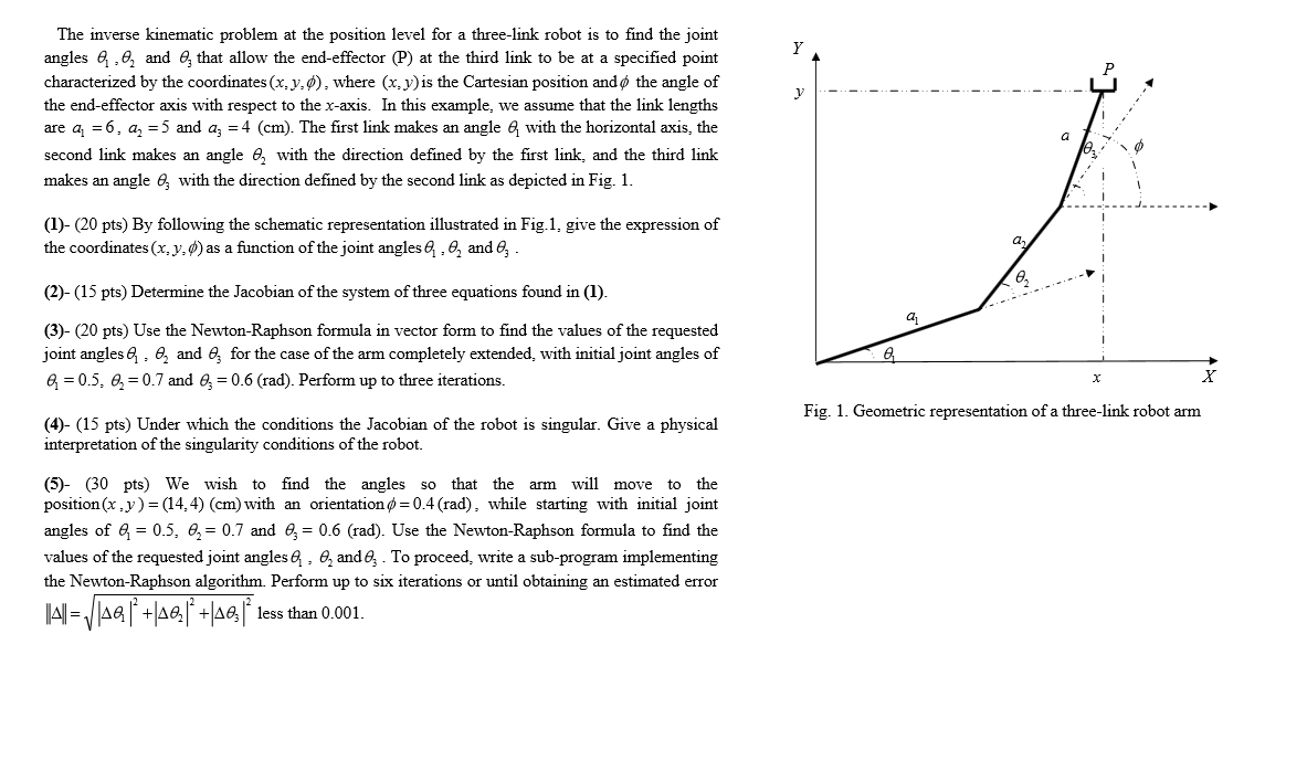 Solved The inverse kinematic problem at the position level | Chegg.com