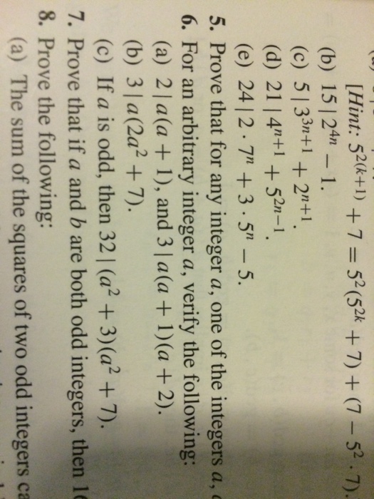 Solved for an arbitrary integer a, verify the following | Chegg.com