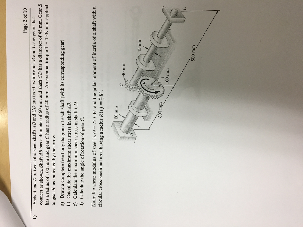 Solved Ends A and D of two solid steel shafts AB and CD are | Chegg.com