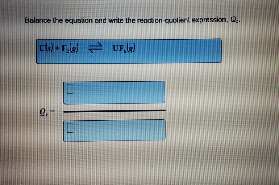Solved Balance the equation and write the reaction-quotient | Chegg.com