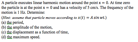 Solved A particle executes linear harmonic motion around the | Chegg.com