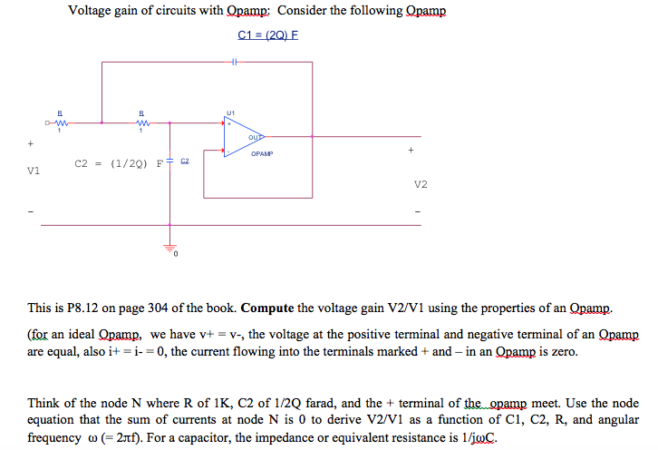 Solved Voltage gain of circuits with Opamp: Consider the | Chegg.com