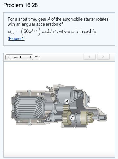 Solved For a short time, gear A of the automobile starter | Chegg.com