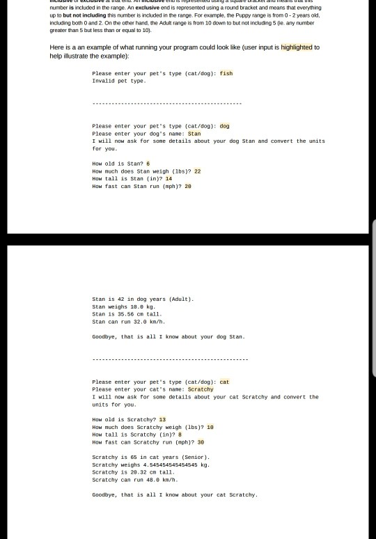 Solved Information About Your Pet In this assignment you | Chegg.com