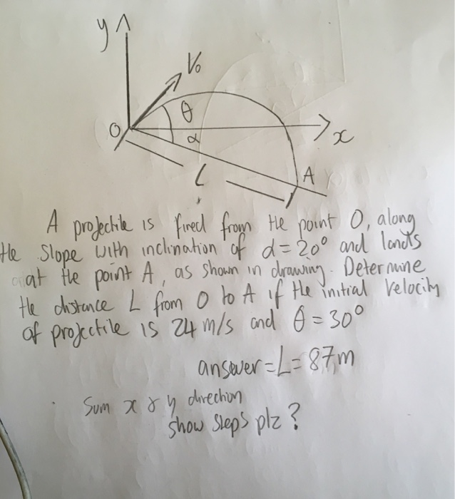 Solved A projectile is fixed from the point O, along He | Chegg.com