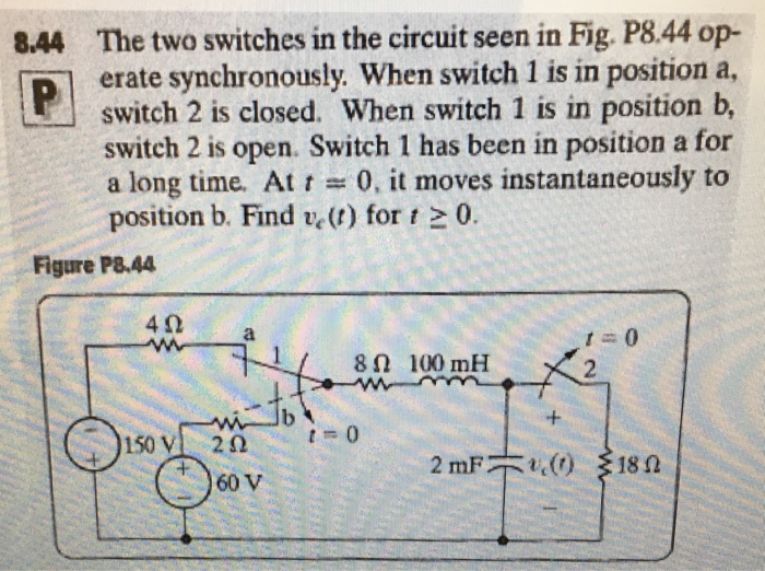 Solved 8.44 The two switches in the circuit seen in Fig. | Chegg.com