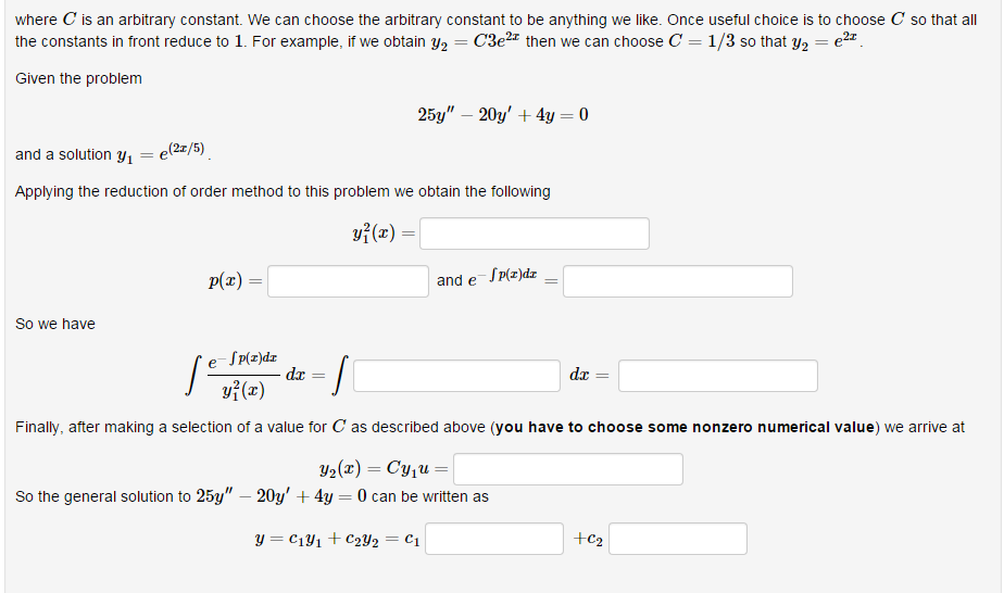 Solved where C is an arbitrary constant. We can choose the | Chegg.com