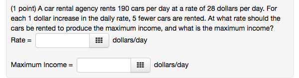 Solved A car rental agency rents 190 cars per day at a rate | Chegg.com