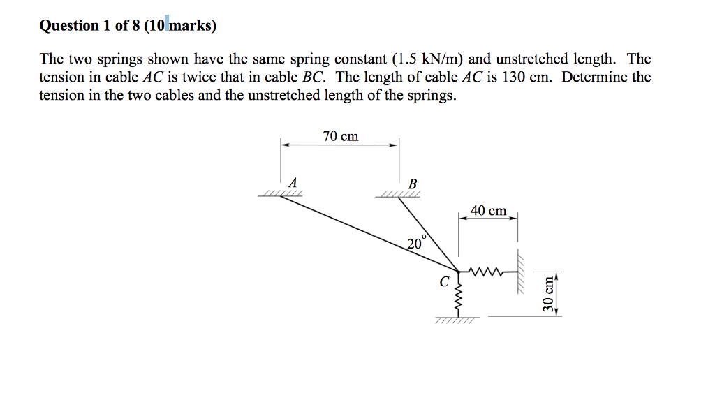 Solved Question 1 of 8 (10 marks) The two springs shown have | Chegg.com