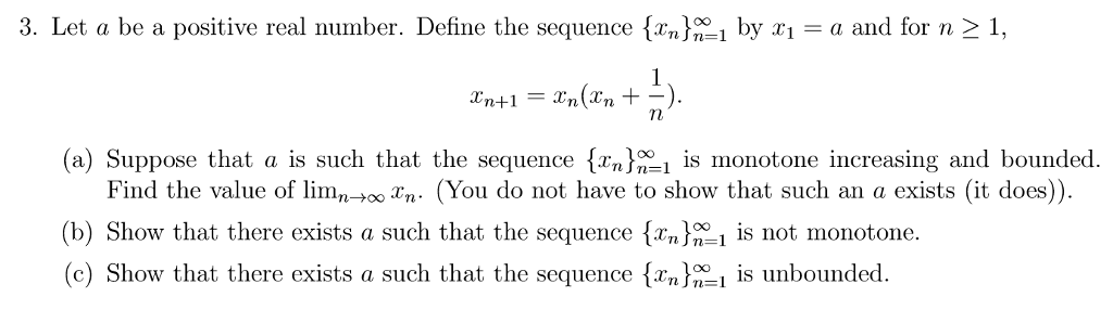Solved 3. Let a be a positive real number. Define the | Chegg.com
