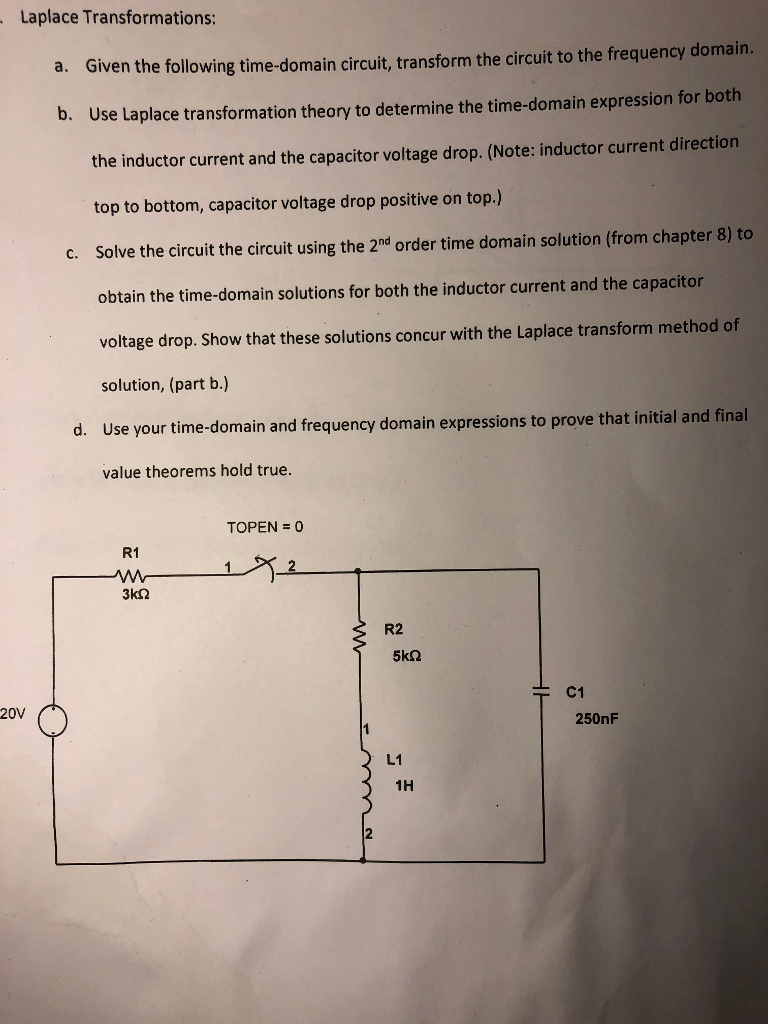 Solved Laplace Transformations Given the following | Chegg.com