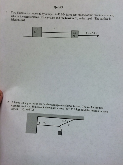 Solved Two blocks are connected by a rope. A 42.0 N force | Chegg.com