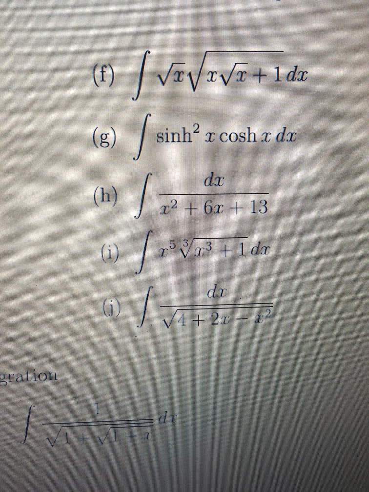 Solved (g) sinh2 r cosh z dr d.r .2 gration | Chegg.com