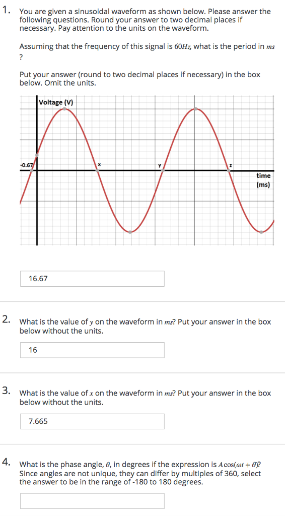 Solved You are given a sinusoidal waveform as shown below. | Chegg.com
