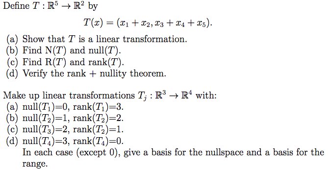 give an example of a linear map t : r4 → r4 such that range(t) null(t)