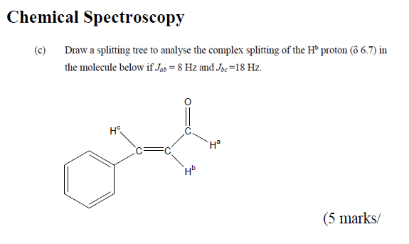 Solved Chemical Spectroscopy (c) Draw a splitting tree to | Chegg.com