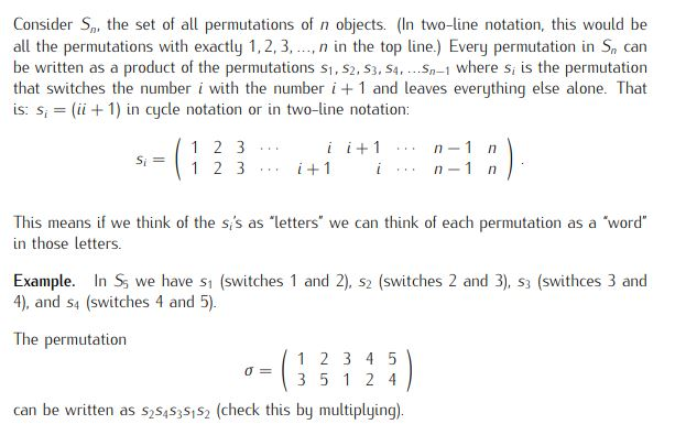 We can use this notion of permutation as a word to | Chegg.com