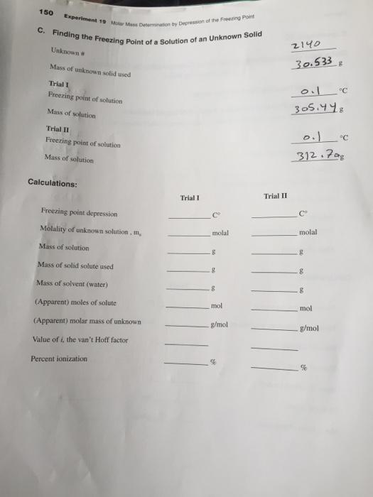 Solved Section Experiment 19 Data A. Measured B. Finding the | Chegg.com