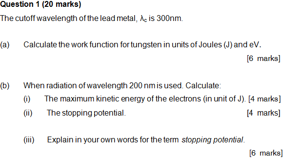 How to find the cut off wavelength - ovasglan