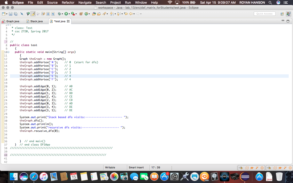 Solved add two depth first search methods, one recursive and | Chegg.com