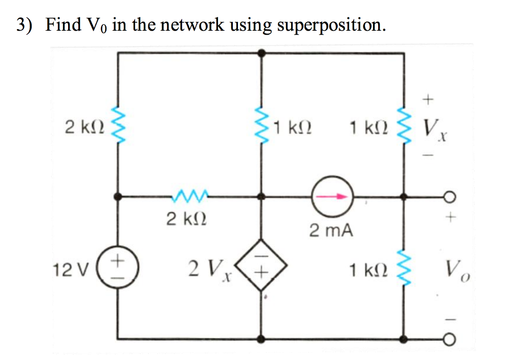 Solved Find V_0 in the network using superposition. | Chegg.com