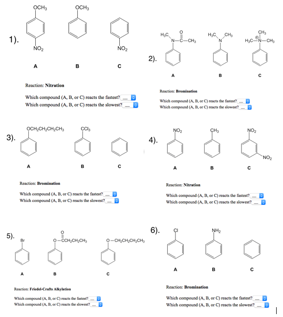 Solved Reaction: Nitration Which compound (a, b, or C) | Chegg.com
