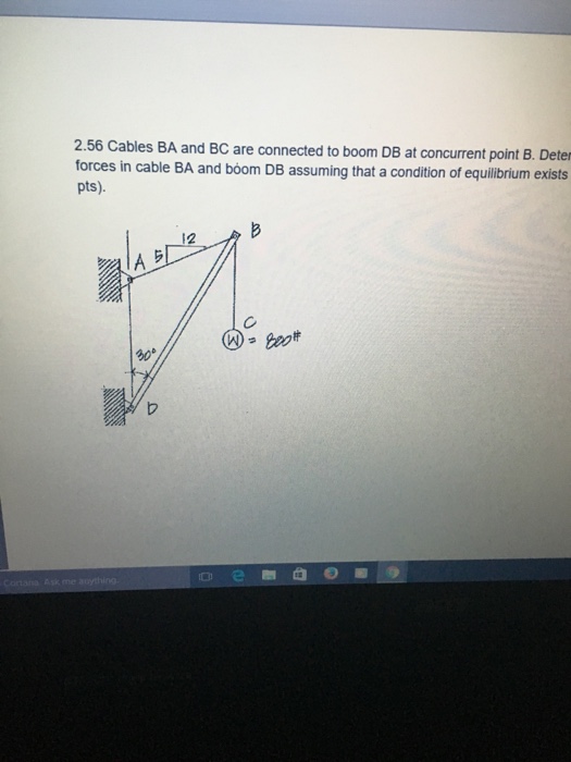 Solved Cables BA and BC are connected to boom DB at | Chegg.com