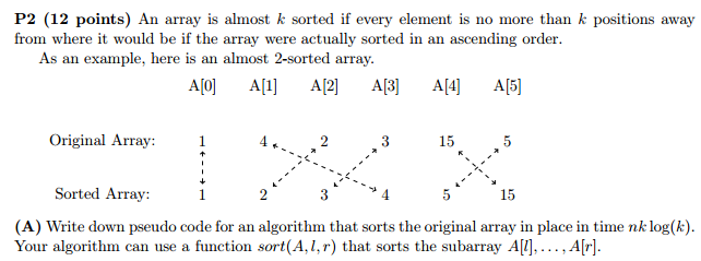 Solved An Array Is Almost K Sorted If Every Element Is No