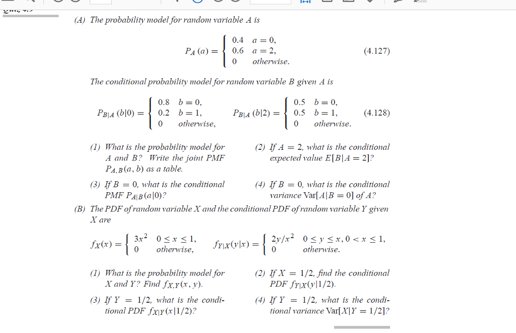 Solved ????? ??? (A) The probability model for random | Chegg.com