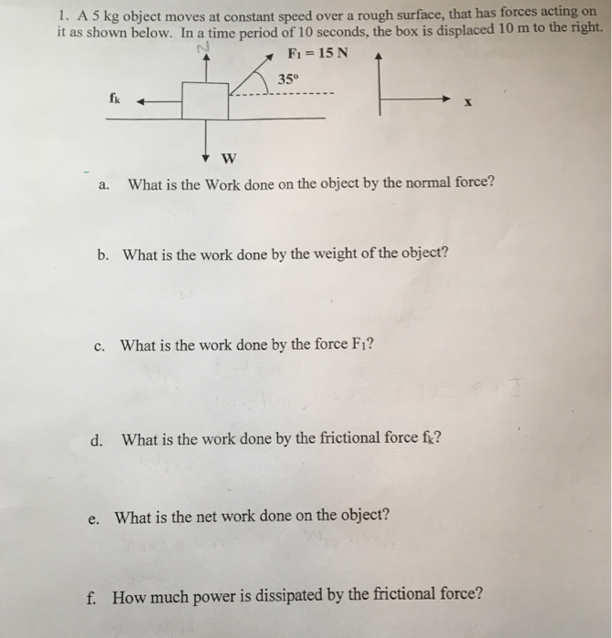 Solved A 5 kg object moves at constant speed over a rough | Chegg.com