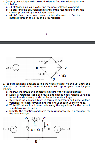 Solved 4. (10 pts) Use voltage and current dividers to find | Chegg.com