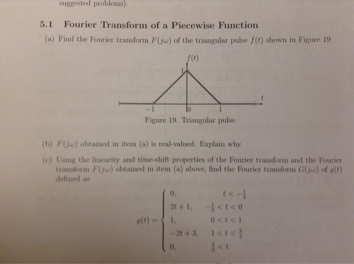 Solved Find the Fourier transform F(jw) of the triangular | Chegg.com