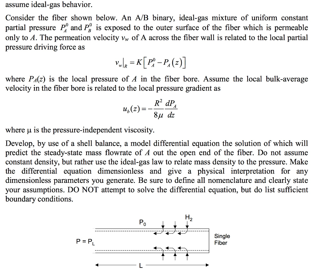 Solved assume ideal-gas behavior. Consider the fiber shown | Chegg.com