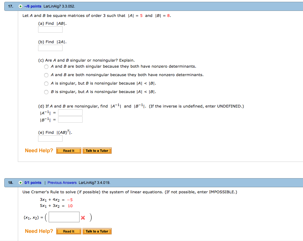 Solved Let A And B Be Square Matrices Of Order 3 Such That
