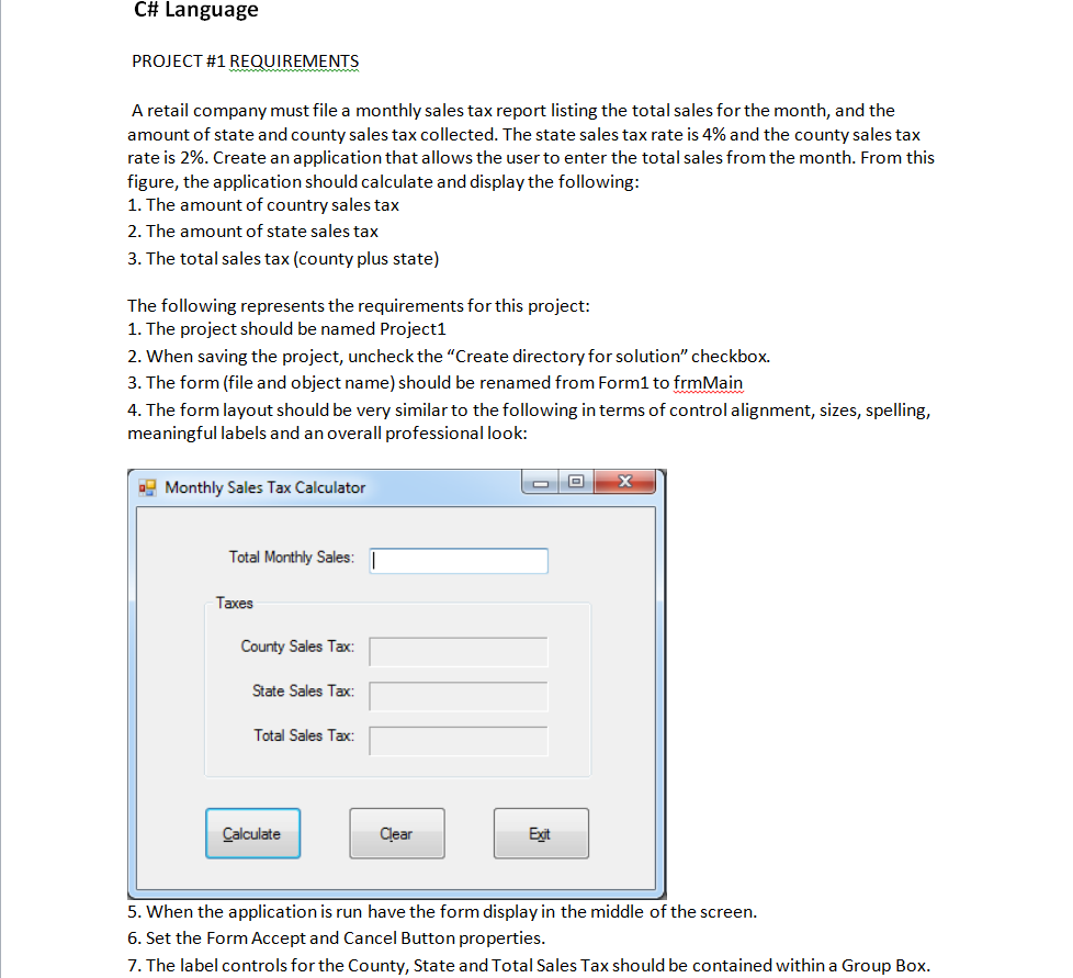 Solved C# Language PROJECT #1 REQUIREMENTS A retail company | Chegg.com