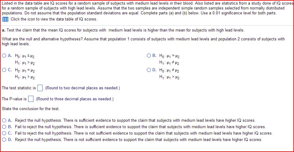 Solved Listed in the data table are lQ scores for a random | Chegg.com