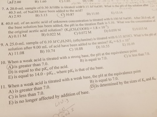 Solved A 20.0-mL sample of 0.30 M HBr is titrated with 0.15 | Chegg.com