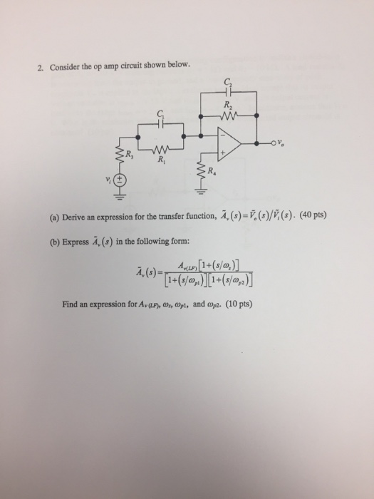 Solved Consider the op amp circuit shown below. Derive an | Chegg.com