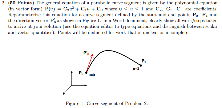 The general equation of a parabolic curve segment is | Chegg.com