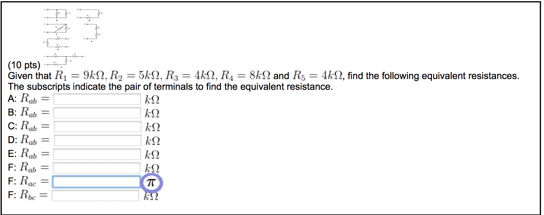 Solved Given that R1 = 9k Omega, R2 = 5k Omega, R3 = 4k | Chegg.com